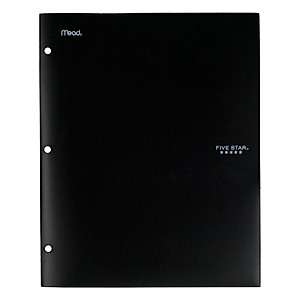 Five Star 4 Pocket Folders, Plastic, Folders with Pockets, Black, Blue, Red, Green, 4 Pack (38083)