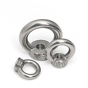 4PCS M12 Ring Lifting Eye Nuts Female Threaded Nut Fastener 304 Stainless Steel Ring Eye Bolts