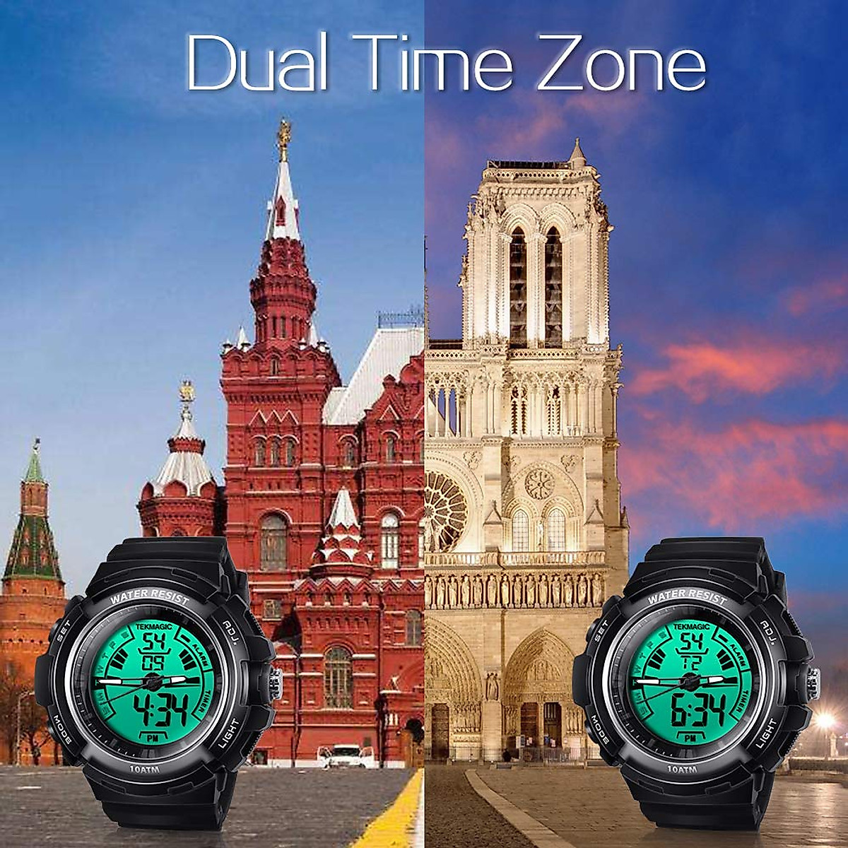 TEKMAGIC 10ATM Waterproof Digital Scuba Diving Watch 100m Underwater for Swimming and Running with Stopwatch and Luminous LCD Display Built-in