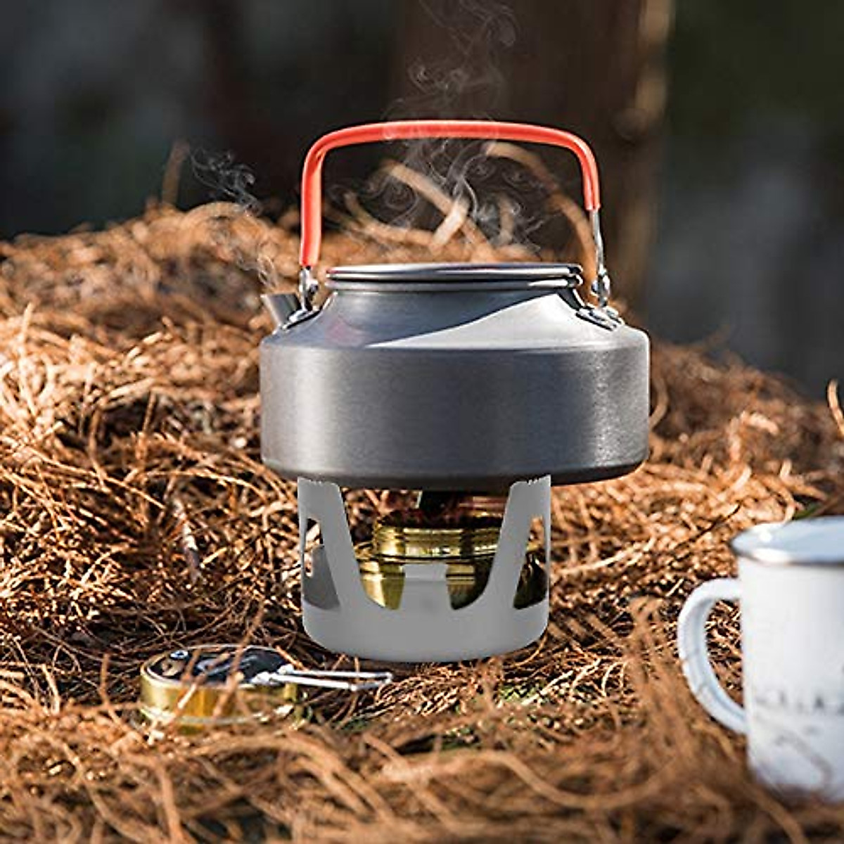 Srliya Alcohol Stove, Outdoor Portable Ultra Light Mini Cooking Spirit Burner Alcohol Fuel Stove BBQ Camping (Grey)
