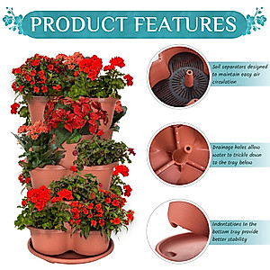 Amazing Creation Stackable Planter, Terracotta 5-Tier Vertical Garden Planter, Grow Your Own Vertical Oasis of Vegetables and Succulents