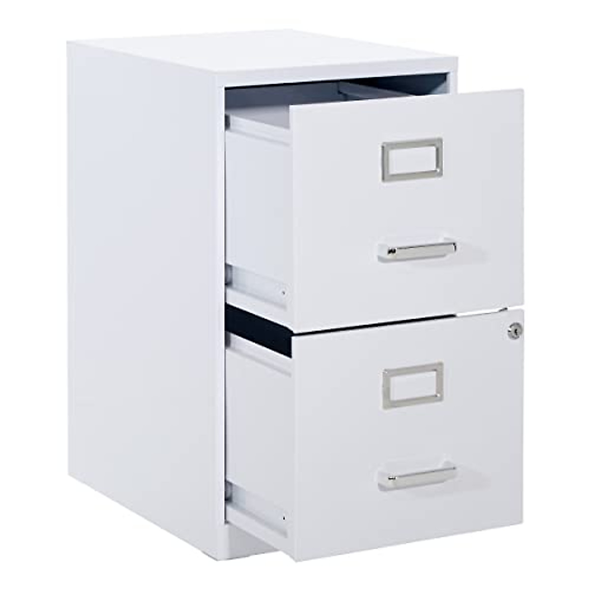 OSP Home Furnishings 2 Drawer Locking Metal File Cabinet, White