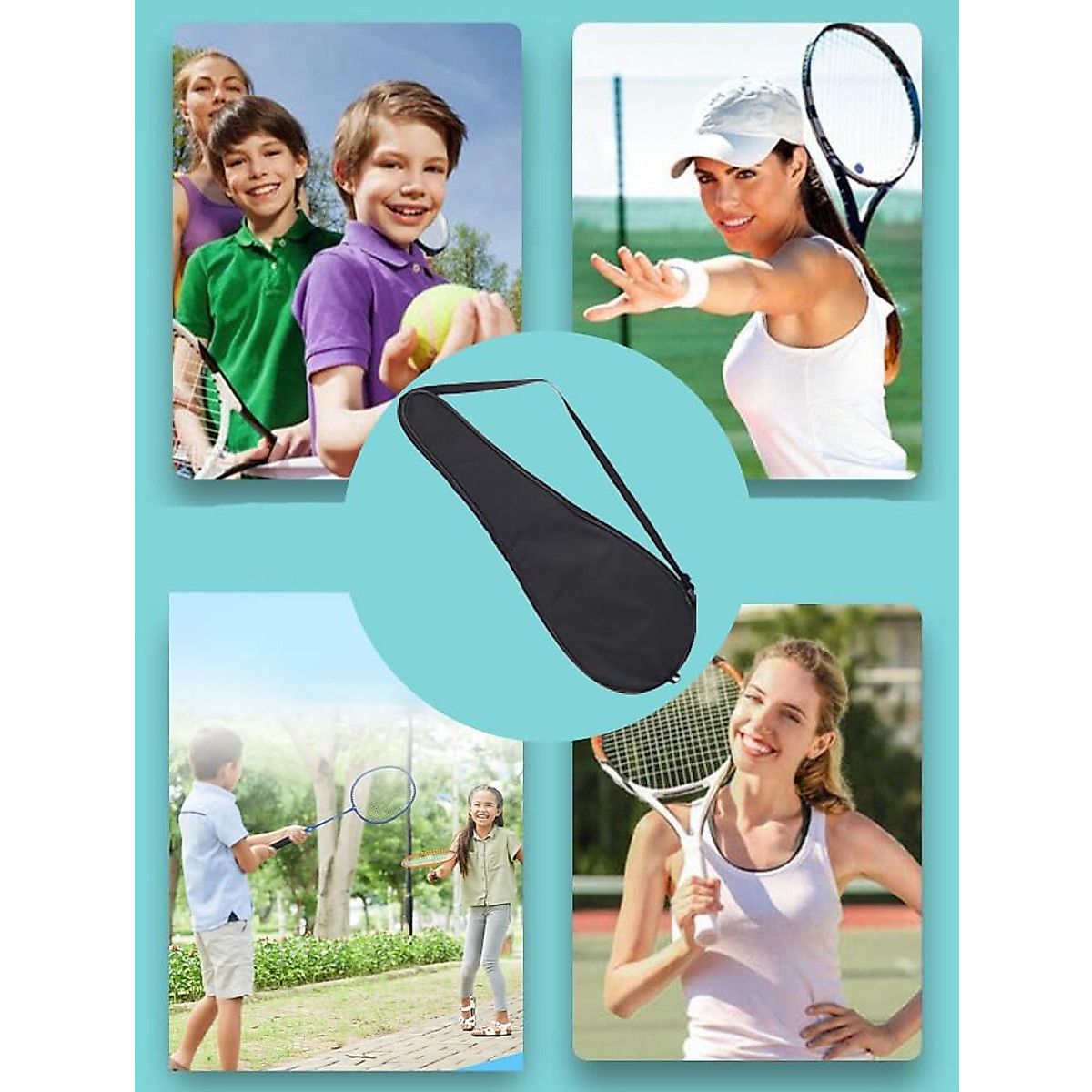 ITODA Single Badminton Racket Cover Bag, Waterproof Portable Paddle Carry Case with Adjustable Shoulder Strap Outdoor Sports Storage Dustproof Bag