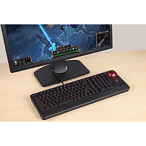 Perixx Periboard-322 Wired Mechanical Trackball Keyboard with 2 Hubs, 2.17 Inch Large Trackball, RGB Backlit Design, US English Layout (PB-322BUS-11577)