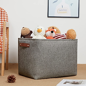 DULLEMELO Grey Storage Baskets for Organizing 2 Pack 16"x12"x12" Fabric Shelf Baskets for Gifts Empty Large Storage Organizer for Closet,Clothes,Toys,Bedroom (Grey)