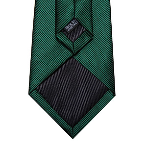 Barry.Wang Emerald Green Man Tie Set Solid Silk Necktie Cufflinks Handerchief Stain Formal St. Patrick's Day