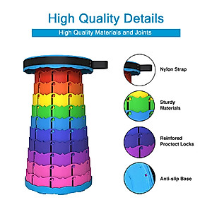 LB 2024 Upgraded Portable Collapsible Retractable Folding Stool, Lightweight Telescoping Foldable Camping Stool for Adults for Outdoor Fishing Hiking Gardening Travel BBQ, Hunting, Indoor Activities