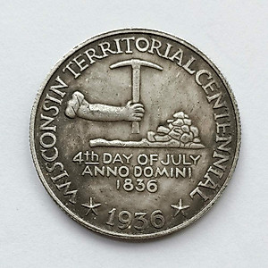 Exquisite Coin 1936 Wisconsin Territory Centennial Day Half Dollar American Commemorative Coin Antique Coin Collection Perfect Replacement for Original Coins