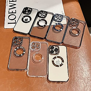 LOOBIVAL Compatible with iPhone 13 Pro Max Case with Camera Lens Protector,Logo View for Women Men, Soft Clear Back Cover, Luxury for iPhone 13 Pro Max Phone Cases (iphone13proMax, Green)