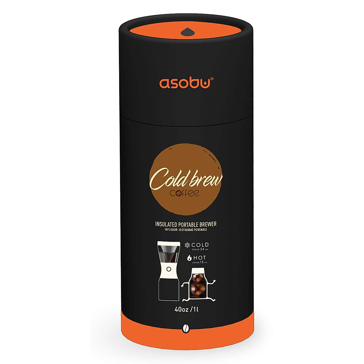 asobu Coldbrew Portable Cold Brew Coffee Maker With a Vacuum Insulated 34oz Stainless Steel 18/8 Carafe Bpa Free (Black)