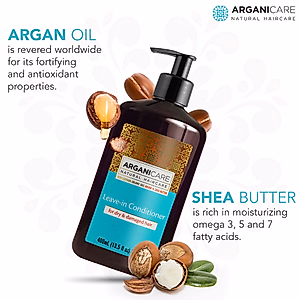 Arganicare Leave in Conditioner for Dry Damaged Hair (13.5 Oz) | Enriched with Organic Moroccan Argan Oil and Shea Butter | Enhance Curl and Extra shine | Moisturizing Leave in hair conditioner