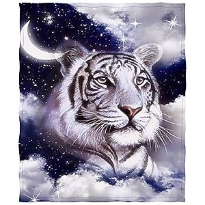 HommomH 50"x80" Blue Moon Tiger Blanket Soft Fluffy Fleece Throw for Couch Sofa Bed
