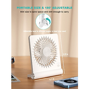Tevelecin Small Desk Fan, 2000mAh Rechargeable USB Fan Battery Operated,Ultra Quiet, Strong Wind, 3 Speeds Travel Fan