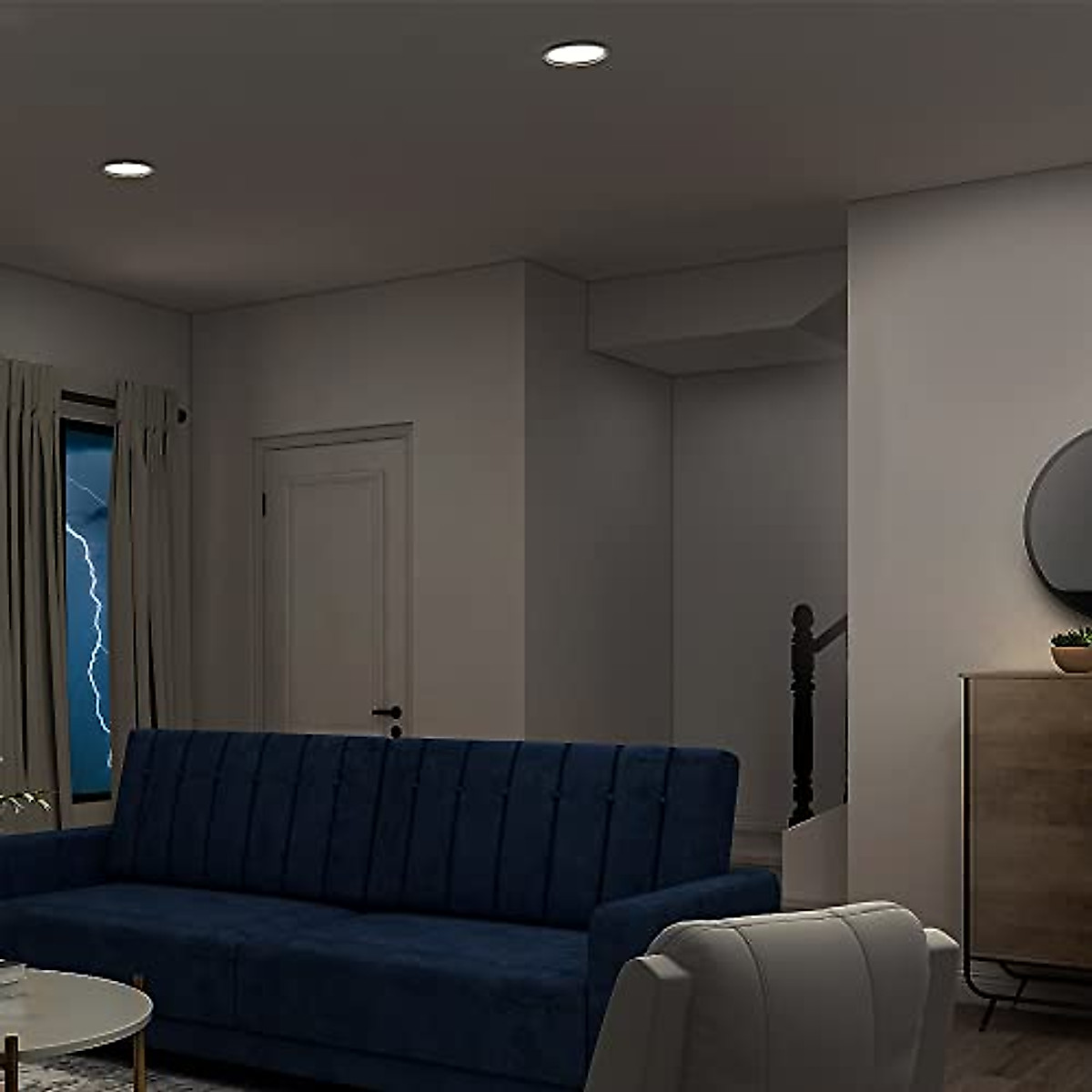 Catalina Lighting 5"-6" Battery Backup Power Supply LED Recessed Ceiling Floodlight Fixture, Emergency Lighting, White