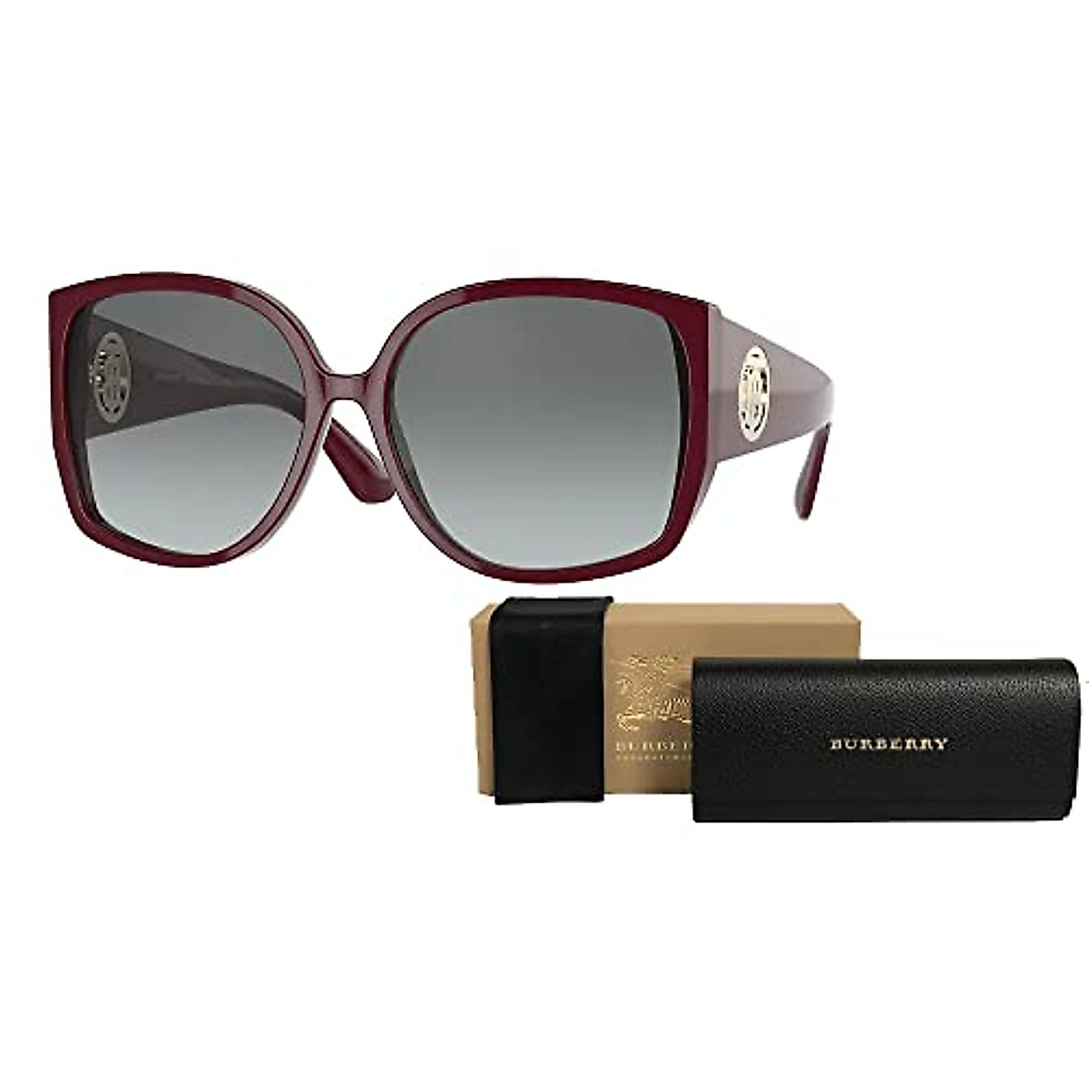 BURBERRY BE4290 340311 61MM Bordeaux/Grey Gradient Square Sunglasses for Women + BUNDLE With Designer iWear Complimentary Eyewear Kit