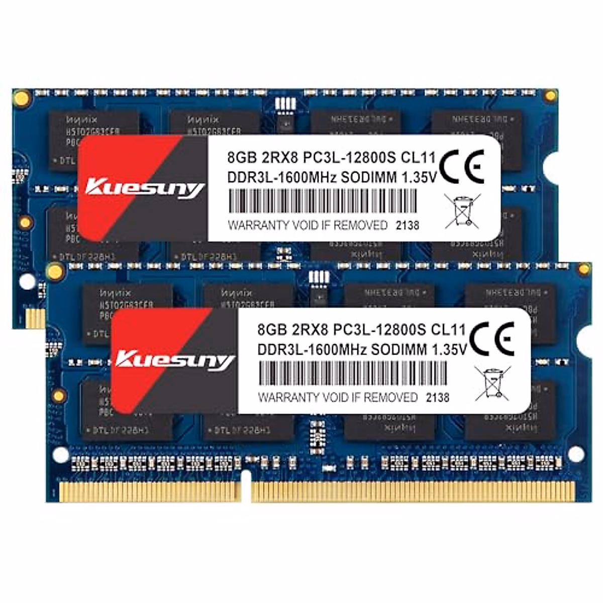 KUESUNY 16GB Kit (8GBX2) DDR3L-1600 Sodimm RAM, PC3L-12800/PC3L-12800s Memory 204 Pin 1.35V/1.5V CL11 Non-ECC Unbuffered 2RX8 Dual Rank for Laptop Notebook