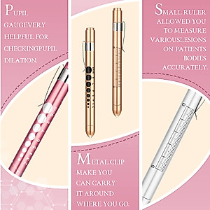 Riakrum 3 Pieces Pen Light for Nurse Pen Light with Pupil Gauge Set Pen Lights for Nurses Pen Light Reusable Penlight for Nurses Doctors Nursing Students Daily Use