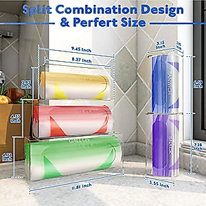 Ziplock Food Bag Storage Organizer, Acrylic Drawer Baggie Organizer Plastic Bag Dispenser Holder for Gallon Slider Quart Freezer Sandwich Snack, for Ziploc Solimo Glad Bags - 5 Pack, Clear