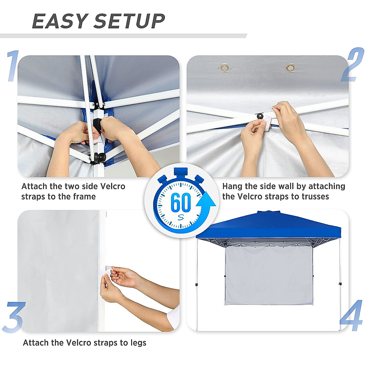 EAGLE PEAK Sunwall/Sidewall for 10x10 Straight Leg Canopy only, 1 Sidewall, Blue