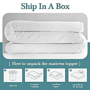 HOOMIC 4 Inch Short Queen Memory Foam Mattress Topper, Lavender Cooling Gel Infusion, Removable Bamboo Cover, Diamond Grid Pattern, CertiPUR-US Certified, Purple