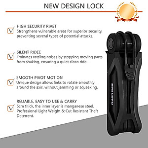 BIGLUFU Bike Lock Bicycle Scooter Motorcycle Folding Locks with 4Keys, Fold Chain Heavy Duty Alloy Steel Foldable Lock with Mounting Bracket 2pc Straps, 86cm/34 Unfolding, 1.92 lbs