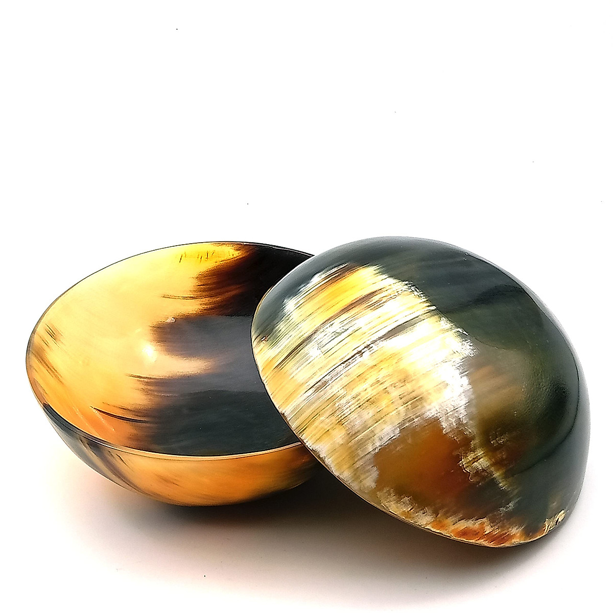 AYZCORP Shaving & Serving Bowl Natural Yak Horn Shaving Soap Bowl Shaving Cup for Men Real Horn Shave Bowl Lathering Up Shaving Soap Cup Bowls.Gift for Husband Boyfriend 5”RoundX2”deep