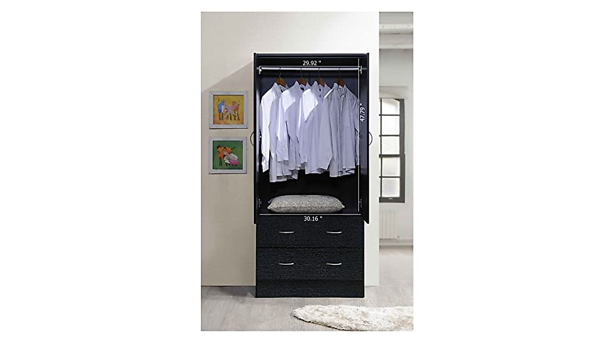 Stylish Hodedah Two Door Wardrobe with Drawers
