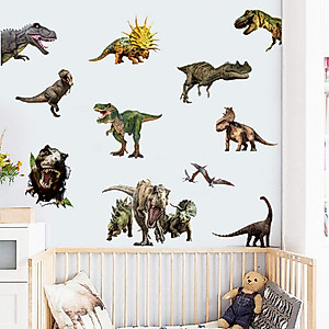 Dinosaur Wall Stickers, Peel & Stick Removable Wall Art Sticker Decals for Kids Bedroom Nursery Playroom Living Room,Multicolor