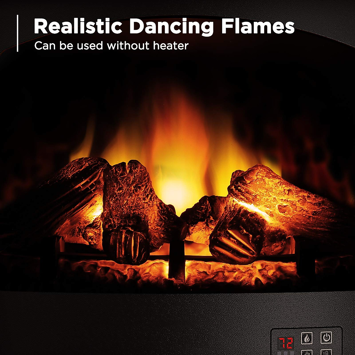 TURBRO Suburbs TS23-C Electric Fireplace Infrared Heater with Curved Door- 23" Freestanding Fireplace Stove with Adjustable Flame Effects, Overheating Protection, Timer, Remote Control - 1400W, Black