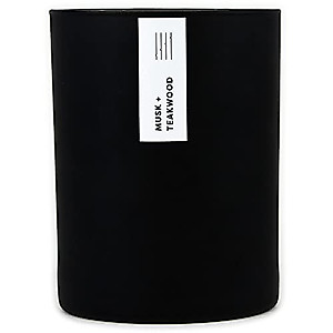 Calyan Wax Soy Wax Candle, Musk & Teakwood Scented Candle for The Home | Premium Candle with Essential Oils | 10.2 oz 75 Hour Burn Time | Soy Candle in Matte Black Jar, Gift for Men