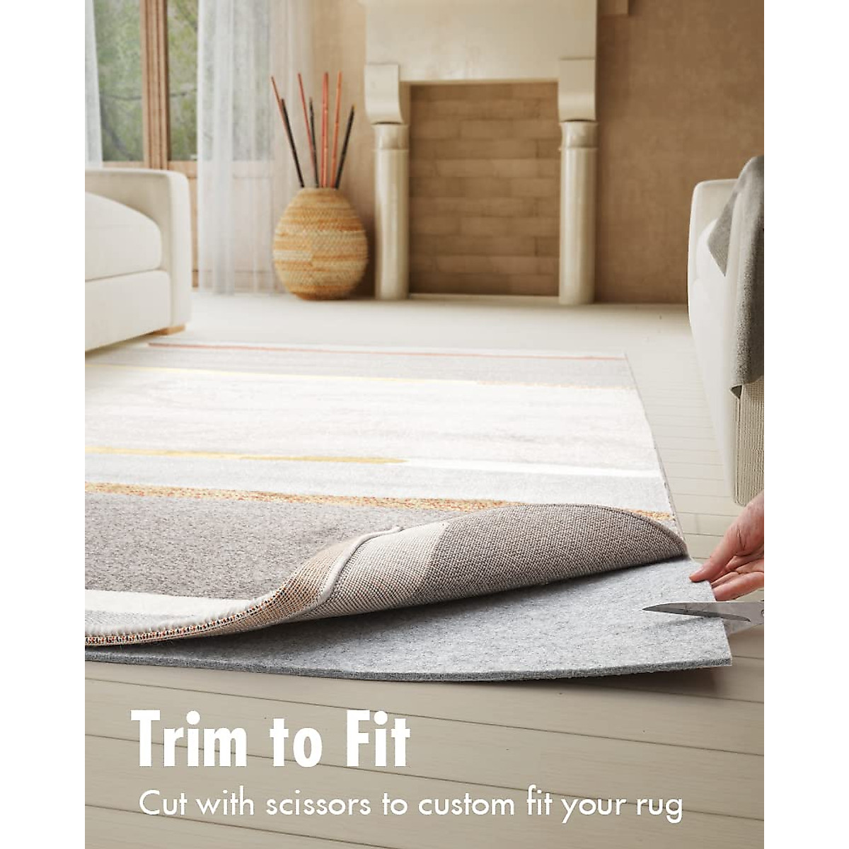 Non Slip Rug Pad Rug Gripper - 8x10 Feet 1/4” Extra Thick Felt Under Rug for Area Rugs and Hardwood Floors,Super Cushioned Non Skid Carpet Padding