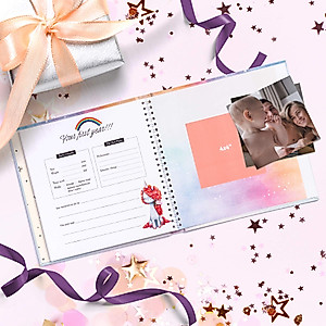 Pillow and Toast Baby Memory Book First Time Mom, Baby Books First Year Memory Book for Girls Unicorn Gift, Minimalist Baby Keepsake Journal with Pregnancy Scrapbook Postcard