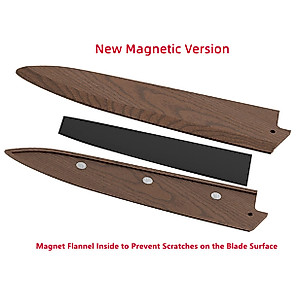 Aibote Handmade Natural Black Walnut Univeral Japanese Sashimi Knife Sheath Wooden Cover Chef Knives Cases Holders Protectors for Yanagiba Sujihiki Slicer (10.5 inch)