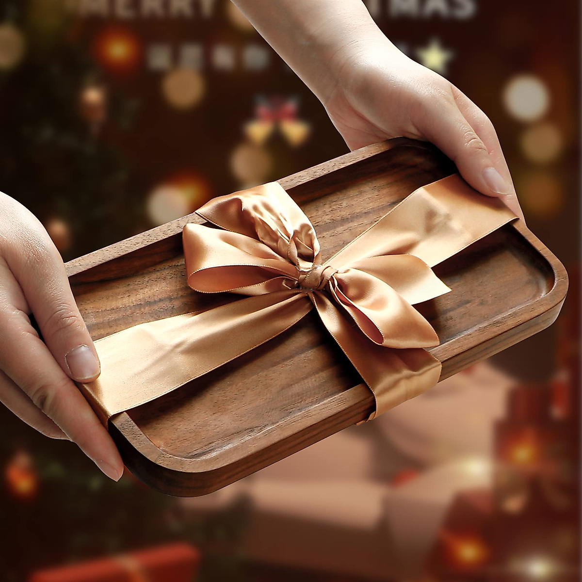 Tray, Wood Tray, Walnut Tray, Storage and Gift-Giving, retain Wood Grain and Complete pores, a Whole Piece of American Walnut （Walnut D03R1 ）