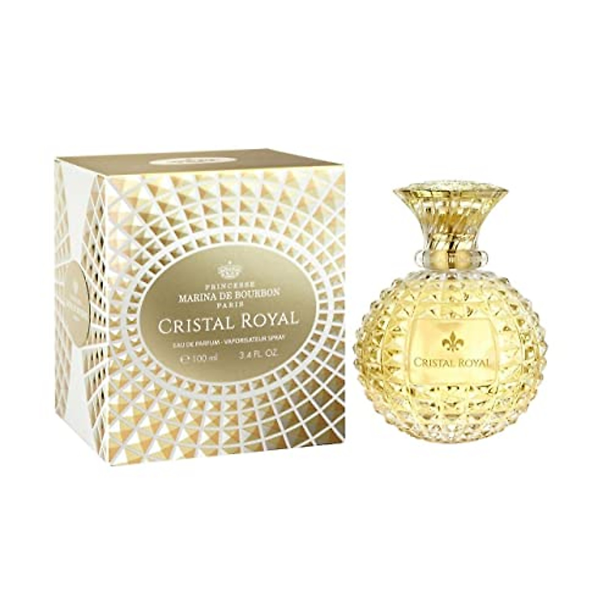 Marina de Bourbon Cristal Royal by Princesse Eau de Parfum Fragrance for Women - Opens with Pear, Blackcurrant and Bergamot - Blended with Jasmine - For Glamourous and Royal Ladies - 3.4 oz