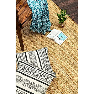 HOMEMONDE Hand Woven Natural Braided Jute Rug 2x3 ft Rectangle Mat Reversible Accent Rustic Rug for Living Room Kitchen Entryway Burlap Rag Rug