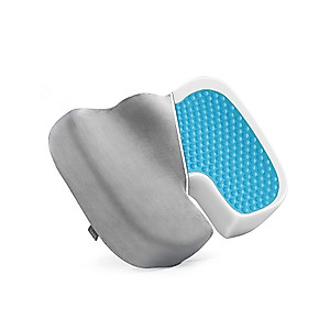 Evajoy Seat Cushion for Office Chair, Gel & Memory Foam Cushion with Ergonomic Design, Carrying Handle, Non-Slip Butt Pillow for Lower Back, Coccyx, Sciatica, Tailbone Pain Relief