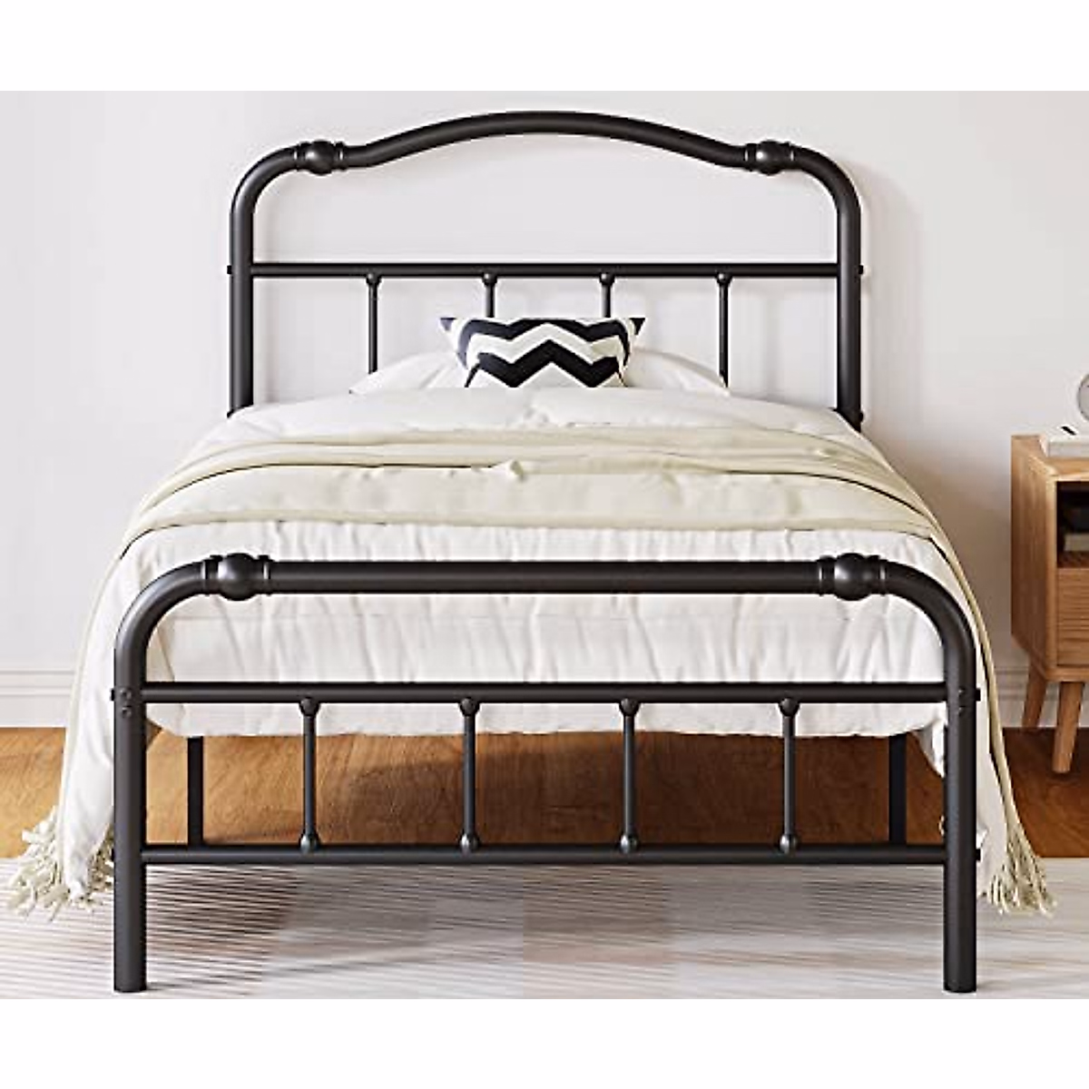 FDLOGW Twin XL Size Bed Frame with Headboard and Footboard, 14 Inch High, No Box Spring Needed Heavy Duty Metal Platform Bedframe, Noise Free