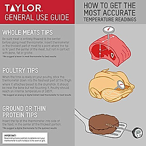 Taylor Instant Read Digital Meat Food Grill BBQ Cooking Kitchen Thermometer, Folding Probe, Black
