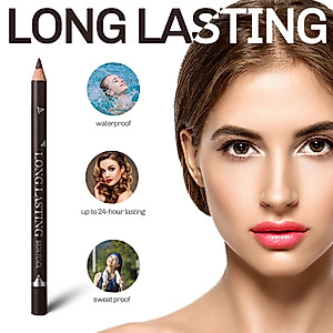 SUMEITANG 12 Pcs Dark Brown Eyebrow Pencil Eyeliner Makeup，Soft Textured，Easy to Color，Waterproof，Long Lasting Eyebrow Tint Pen for Fills in Sparse Areas and Gaps Create a Natural Eye Brow