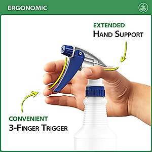 Bar5F Plastic Spray Bottles, Leak Proof, Empty 16 oz. Value Pack of 2 for Chemical and Cleaning Solutions, Adjustable Head Sprayer Fine to Stream