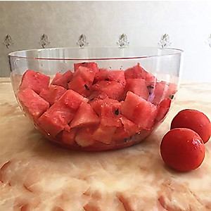 Qxbekmor Large Acrylic Salad Bowls and Serving Bowls, Great for Serving Salad, Popcorn, Chips, Dips, Condiments, Break-Resistant Set of 2, Clear 146 oz