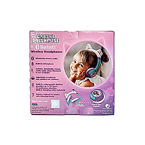 eKids Gabbys Dollhouse Kids Bluetooth Headphones, Wireless Headphones with Microphone Includes Aux Cord, Volume Reduced Kids Foldable Headphones for School, Home, or Travel