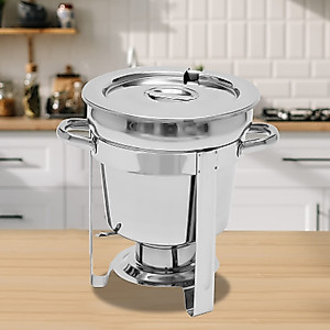 7.4Qt Stainless Steel Soup Warmer Stainless Steel Buffet Set Warmer with Frame+Food Pan+Fuel Holder+Lid,Commercial Soup Chafer for Any Event or Party