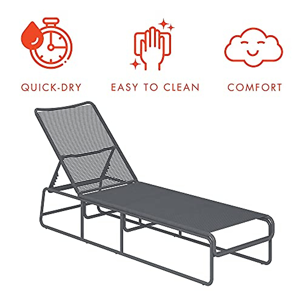 CosmoLiving by Cosmopolitan Nyla Chaise Lounger, Charcoal