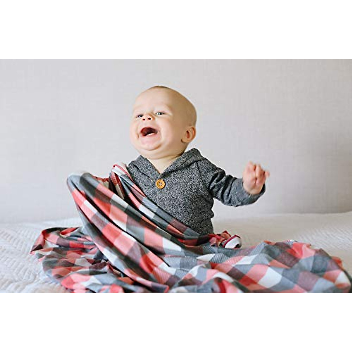 Large Premium Knit Baby Swaddle Receiving Blanket "Jack" by Copper Pearl