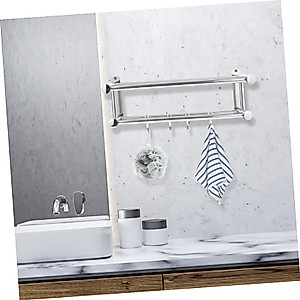 DOITOOL 3pcs Stainless Steel Towel Rack Kitchen Shelf Towel Holder with Hook Makeups Wall Towel Holder Bathtub Shelf Bathroom Shelf Organizer Shower Shelf Wall Hanging to Rotate Fold