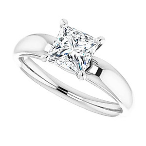 JEWELERYIUM 1 CT Princess Cut Colorless Moissanite Engagement Ring, Wedding/Bridal Ring Set, Solitaire Halo Style, Solid Sterling Silver Vintage Antique Anniversary Bridal Ring Gifts for Her (6)