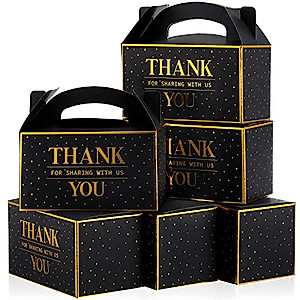 Yahenda 60 Pcs Thank You Gable Treat Boxes Black and Gold Gift Box Thank You Party Favor Boxes Bronzing Small Goodies Gift Wrap Boxes for Birthday Wedding Graduation Party Teacher Appreciation Gifts