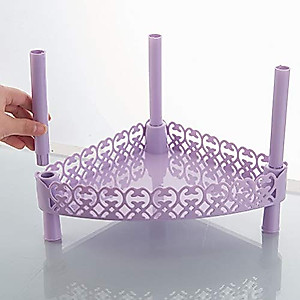 Amosfun Bathroom Organization and Storage Bathroom Three Layer Plastic Storage Shelves Rack Basket Corner Shelf Organizer Desk Stand Rack Bathroom Shelves for Home Household Kitchen (Triangle Purple)